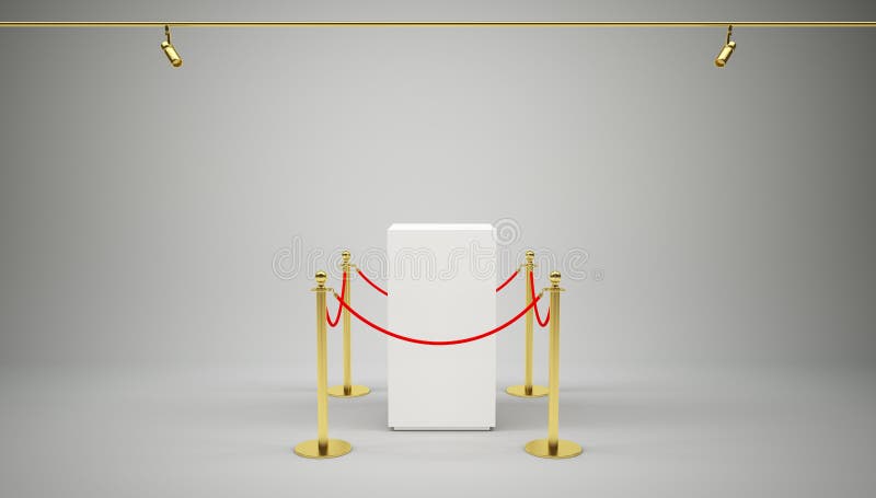 Showcase with Tiled Stand Barriers for Exhibit Stock Photo - Image of ...