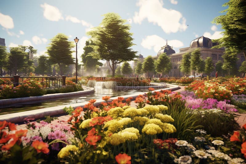 Showcase the Use of Flowers in Landscaping and Stock Illustration ...