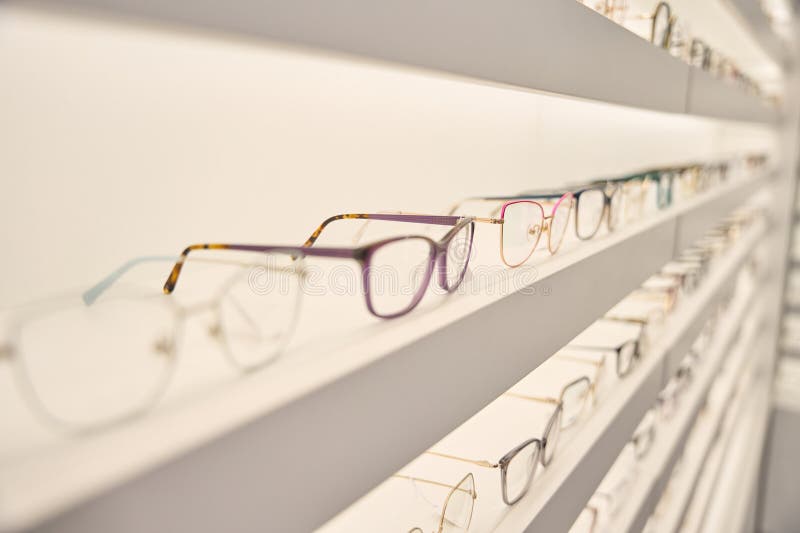 Showcase with a Wide Selection of Eyeglass Frames Editorial Image ...