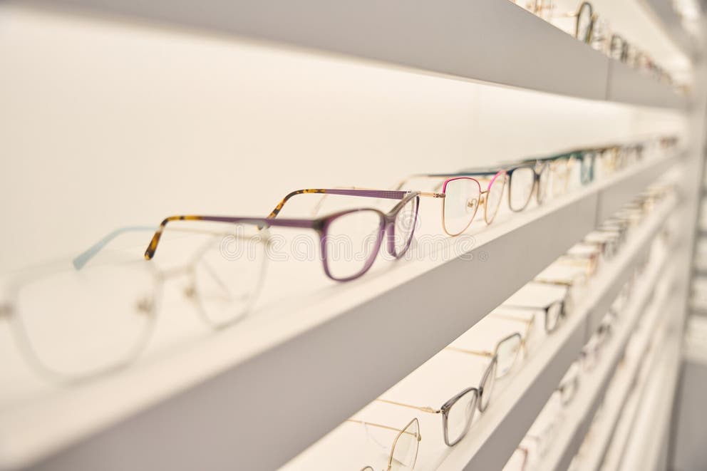 Showcase with a Wide Selection of Eyeglass Frames Editorial Image ...