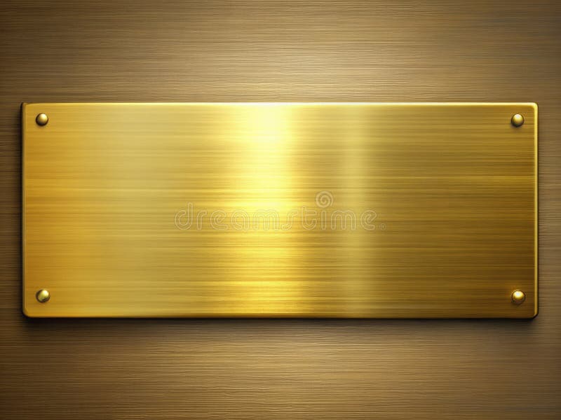Luxury Brushed Gold Brass Nameplate Mockup Panoramic Rectangular ...