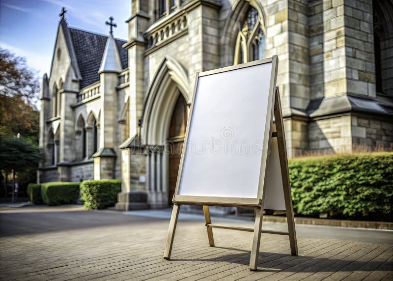 Outdoor AFrame Sign Mockup Template Against a Historic Church Perfect ...