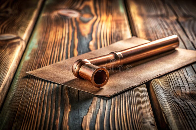 Vintage Copper Pipe Poster Mockup Rustic Wooden Background Design for ...