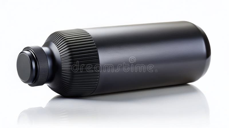 Modern Matte Black Plastic Bottle Mockup with Ribbed Lid Perfect for ...