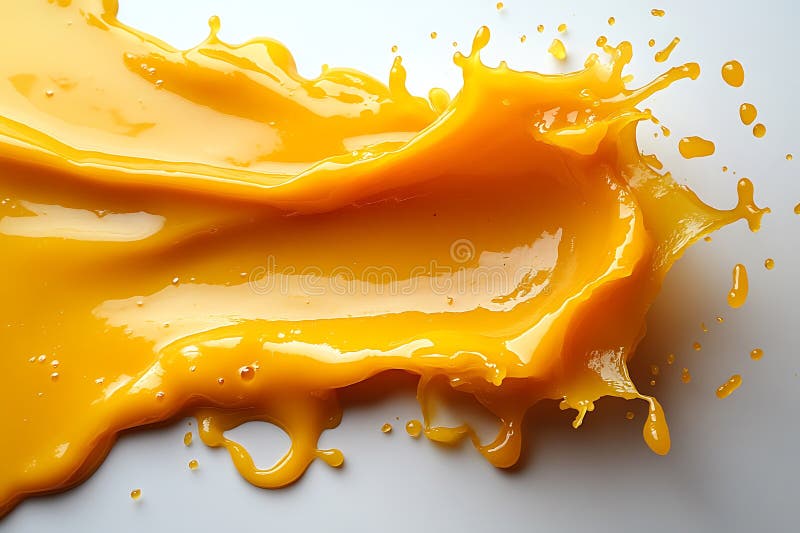 Orange Liquid Splash Isolated on White Background, Dynamic Pour ...