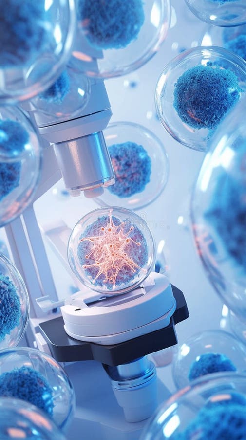 Showcases Microscope Studying Transparent Cell Structure Intricately 3D ...