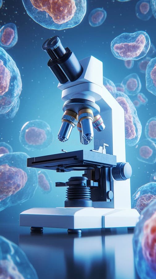 Showcases Microscope Studying Transparent Cell Structure Intricately 3D ...