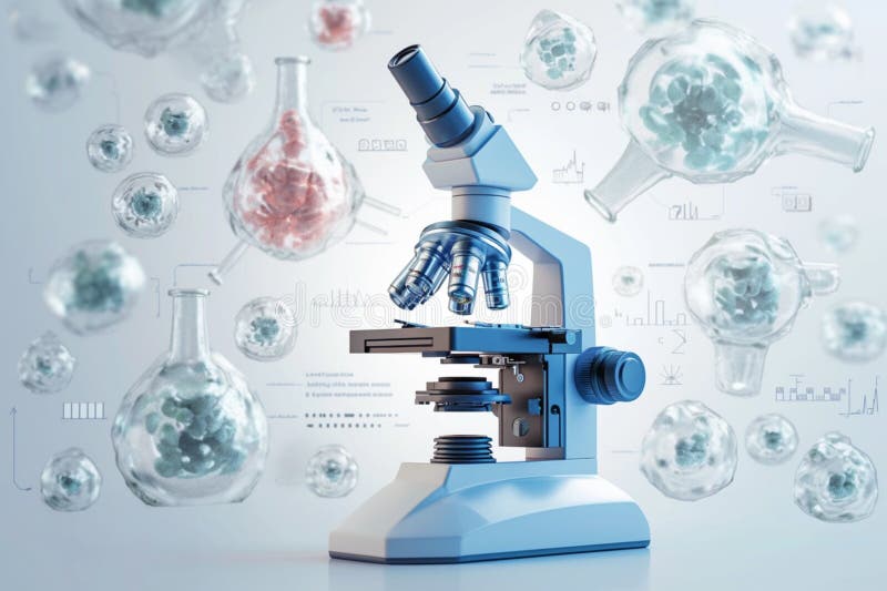 Showcases Microscope Studying Transparent Cell Structure Intricately 3D ...