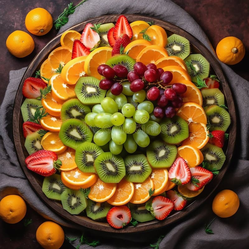 Beautiful Fruit Salad Arranged in a Circular Pattern. Stock ...