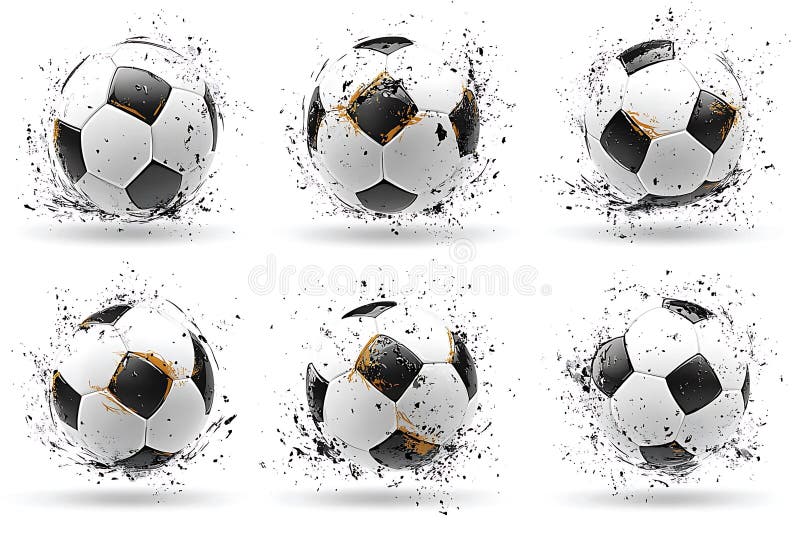 Exploding Soccer Balls Dynamic Footballs with Splatter Effects on White ...