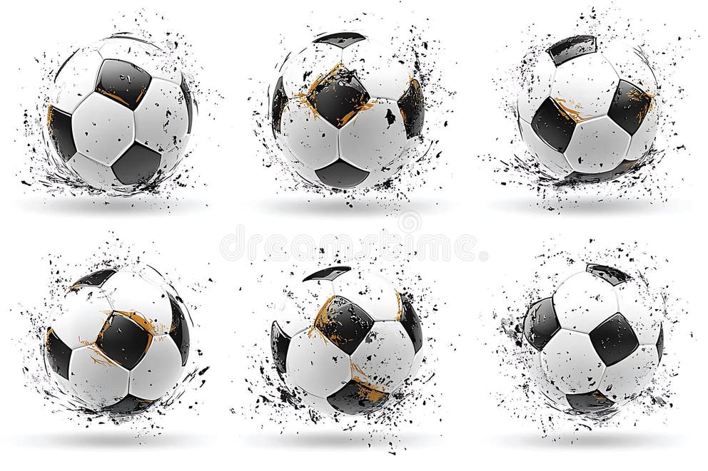 Exploding Soccer Balls Dynamic Footballs with Splatter Effects on White ...