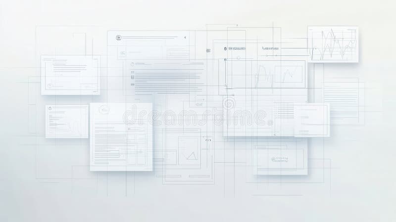 Sleek UIUX Wireframe Background with Floating Mockups and Soft Grid ...