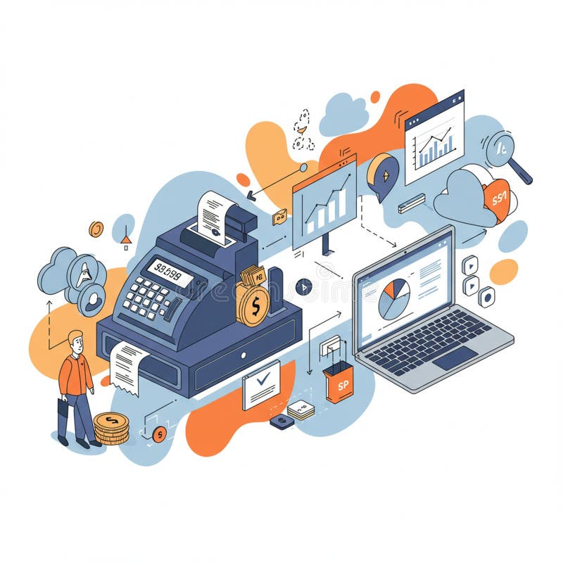 Gical Elements. a Central Cash Register with a Stock Illustration ...