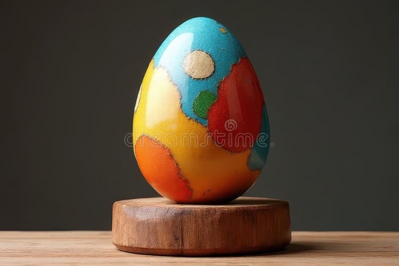 Showcasing Hued Shells Artfully Arranged upon a Timber Stand Stock ...