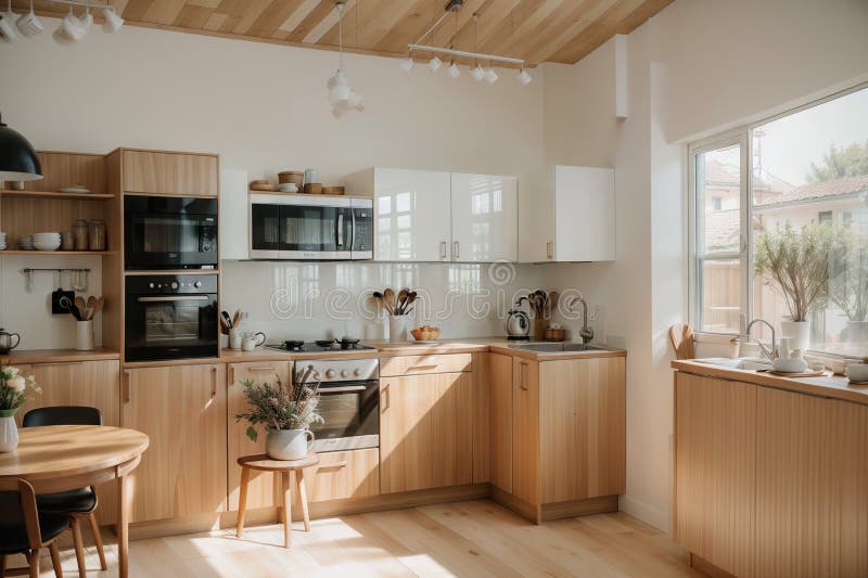 Blurred Modern Kitchen with Retro Instagram Style Filter Stock ...