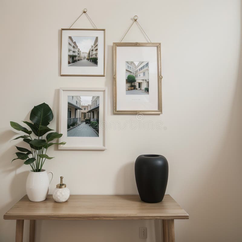 Decorating Room with Photo Frames Stock Illustration - Illustration of ...