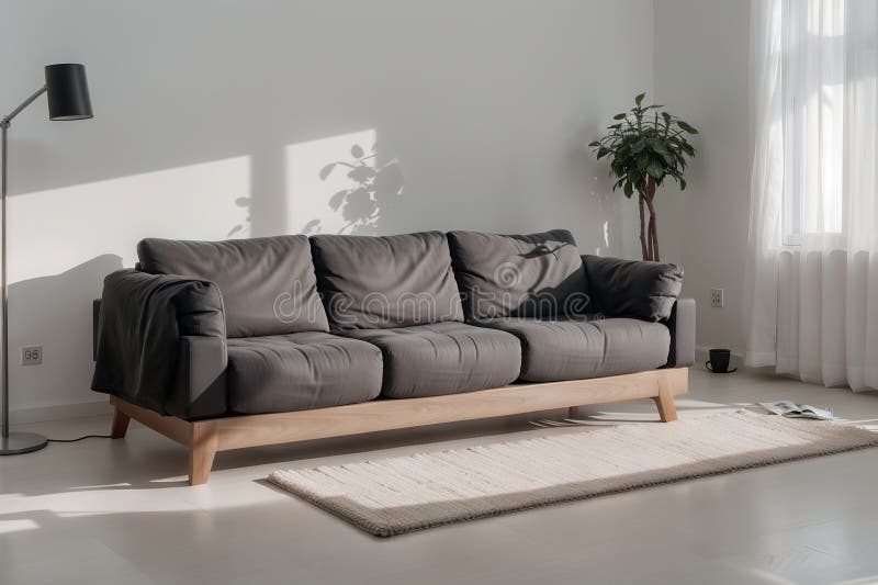 Gray Sofa with Shadow in Minimalistic Style Isolated on White ...