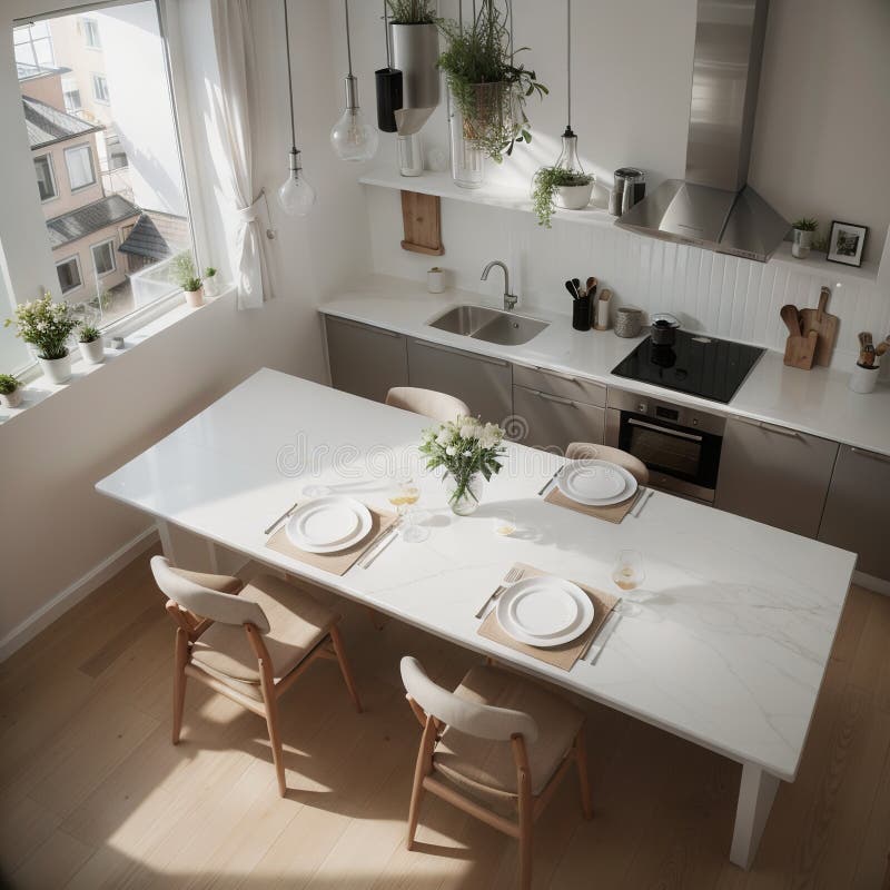 Ing of Modern Kitchen in a Loft. Top View Stock Illustration ...