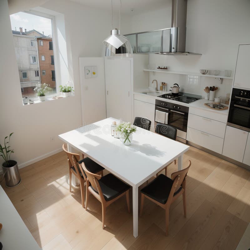Ing of Modern Kitchen in a Loft. Top View Stock Illustration ...
