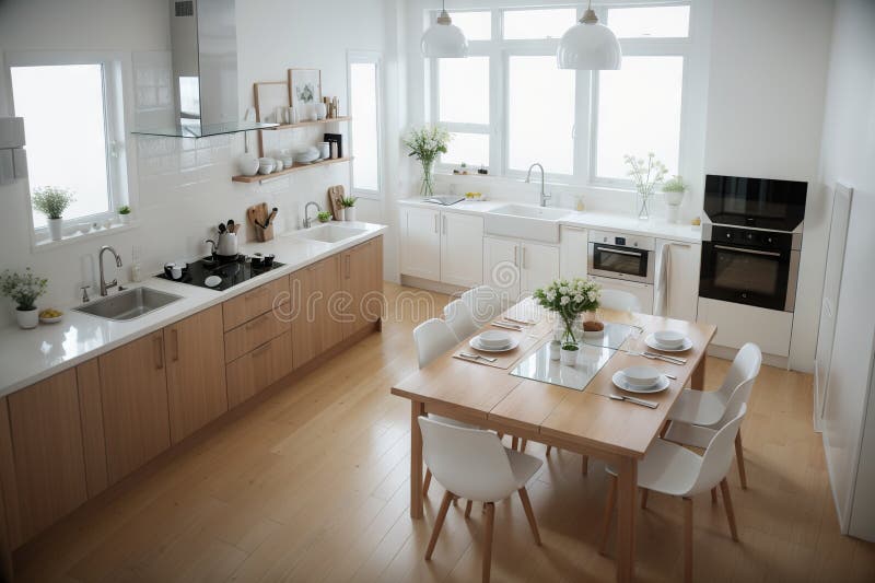 Ing of Modern Kitchen in a Loft. Top View Stock Illustration ...