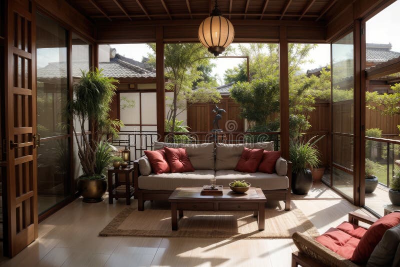 Showcasing Interior Design in Style Asian Aesthetic Stock Illustration ...