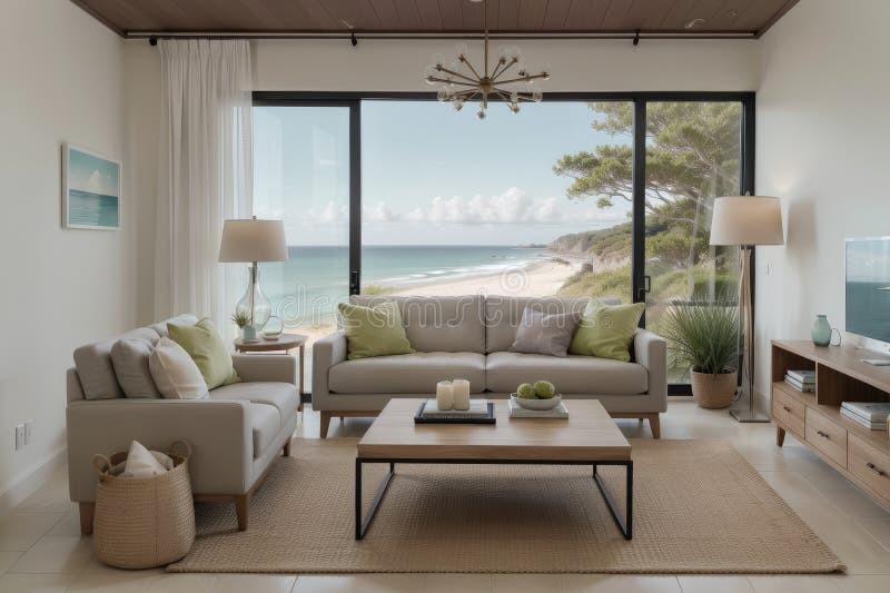 Showcasing Interior Design in Style Coastal Calm Stock Illustration ...