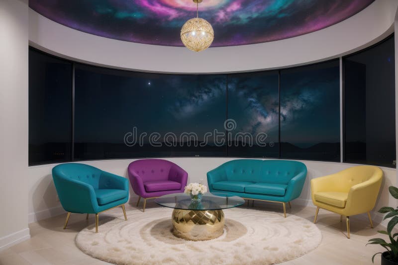 Showcasing Interior Design in Style Cosmic Comfort Stock Illustration ...