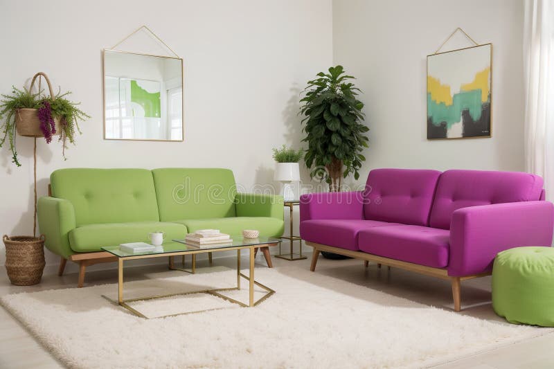 Showcasing Interior Design in Style Funky Fresh Stock Illustration ...