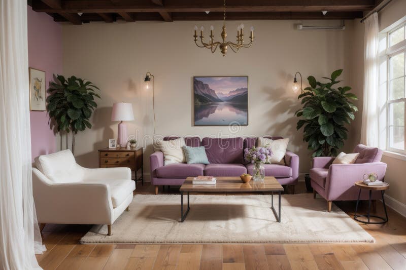 Showcasing Interior Design in Style Mellow Mood Stock Illustration ...