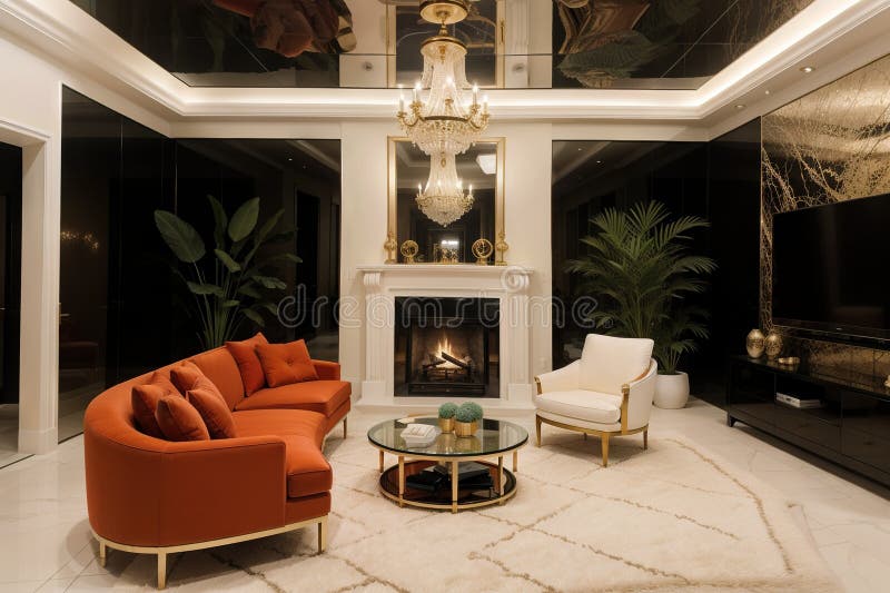 Showcasing Interior Design in Style Opulent Oasis Stock Illustration ...