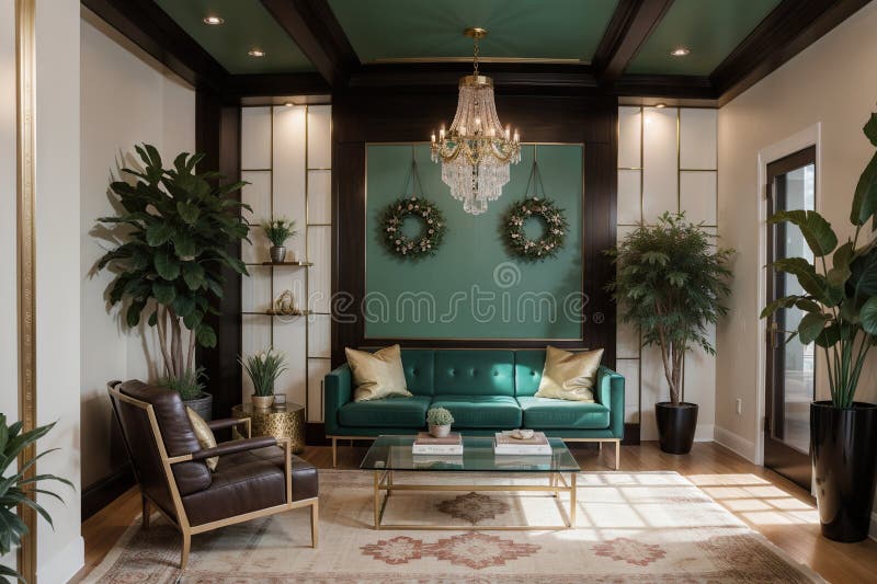 Showcasing Interior Design in Style Opulent Oasis Stock Illustration ...