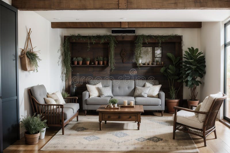 Showcasing Interior Design in Style Organic Opulence Stock Illustration ...