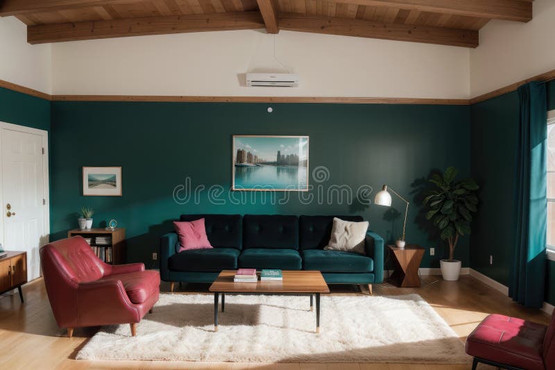 Showcasing Interior Design in Style Retro Revival Stock Illustration ...