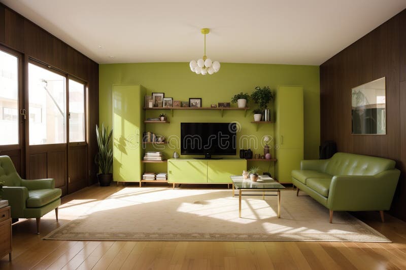 Showcasing Interior Design in Style Retro Revival Stock Illustration ...