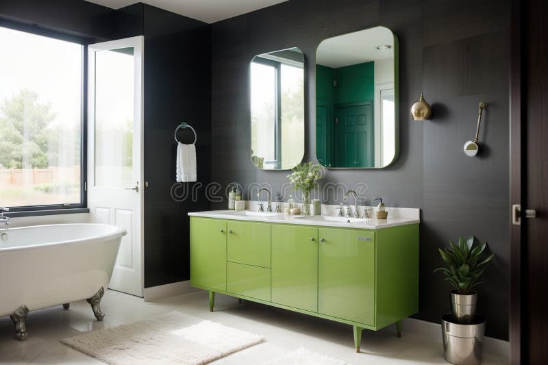 Showcasing Interior Design in Style Retro Revival Stock Illustration ...