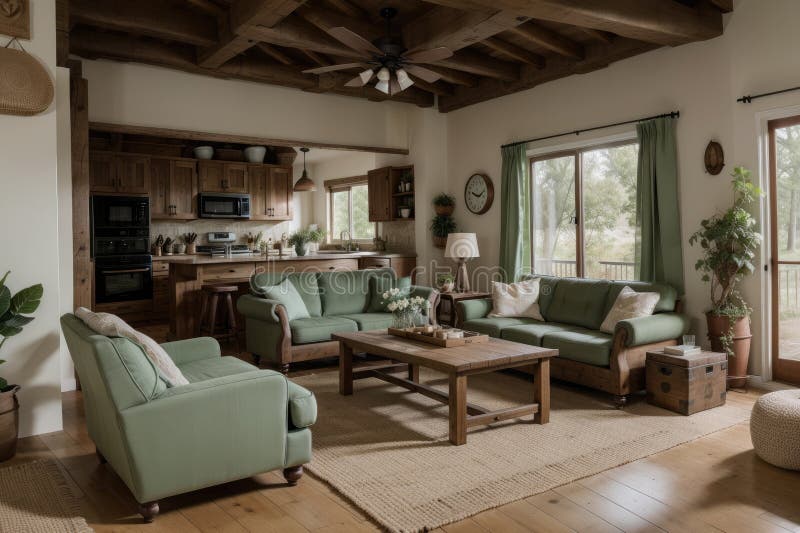 Showcasing Interior Design in Style Rural Reverie Stock Illustration ...