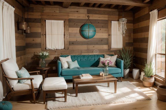 Showcasing Interior Design in Style Rustic Radiance Stock Illustration ...