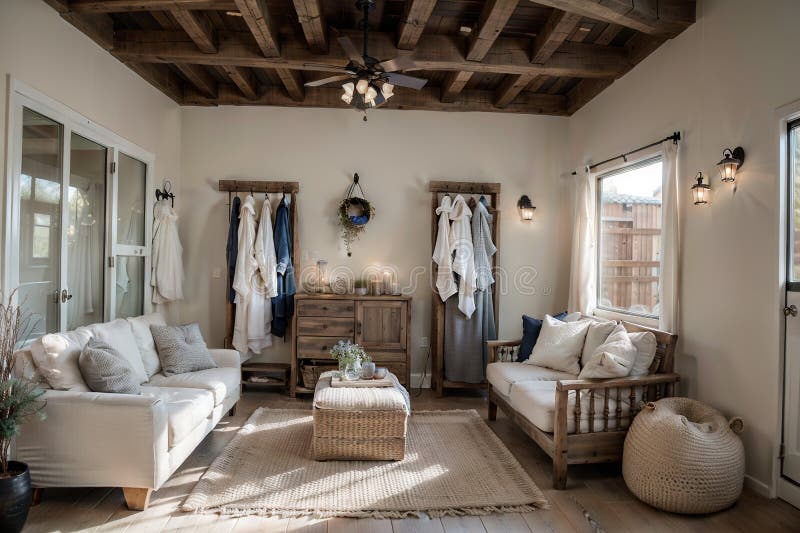 Showcasing Interior Design in Style Rustic Radiance Stock Illustration ...