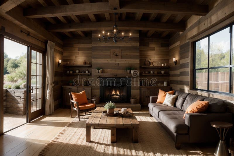 Showcasing Interior Design in Style Rustic Radiance Stock Illustration ...