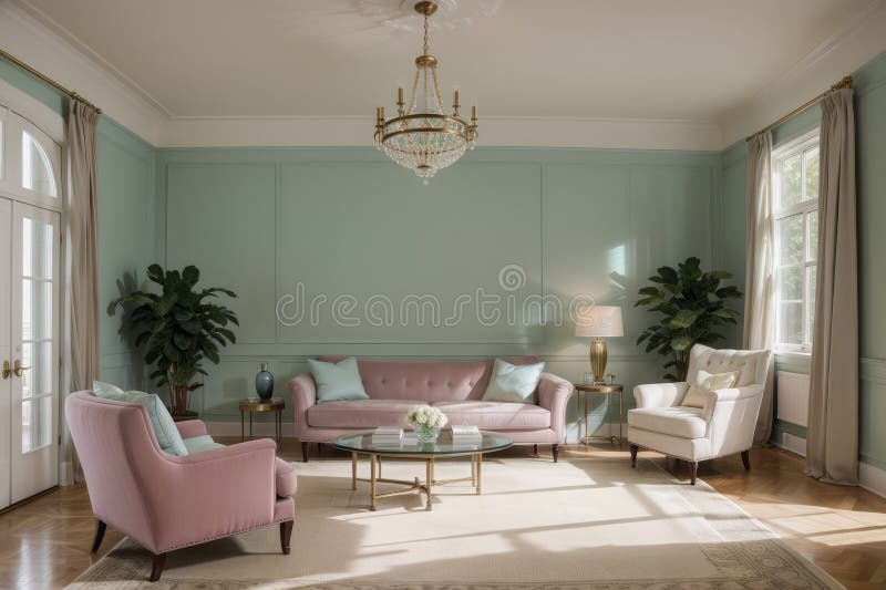 Showcasing Interior Design in Style Soothing Oasis Stock Illustration ...