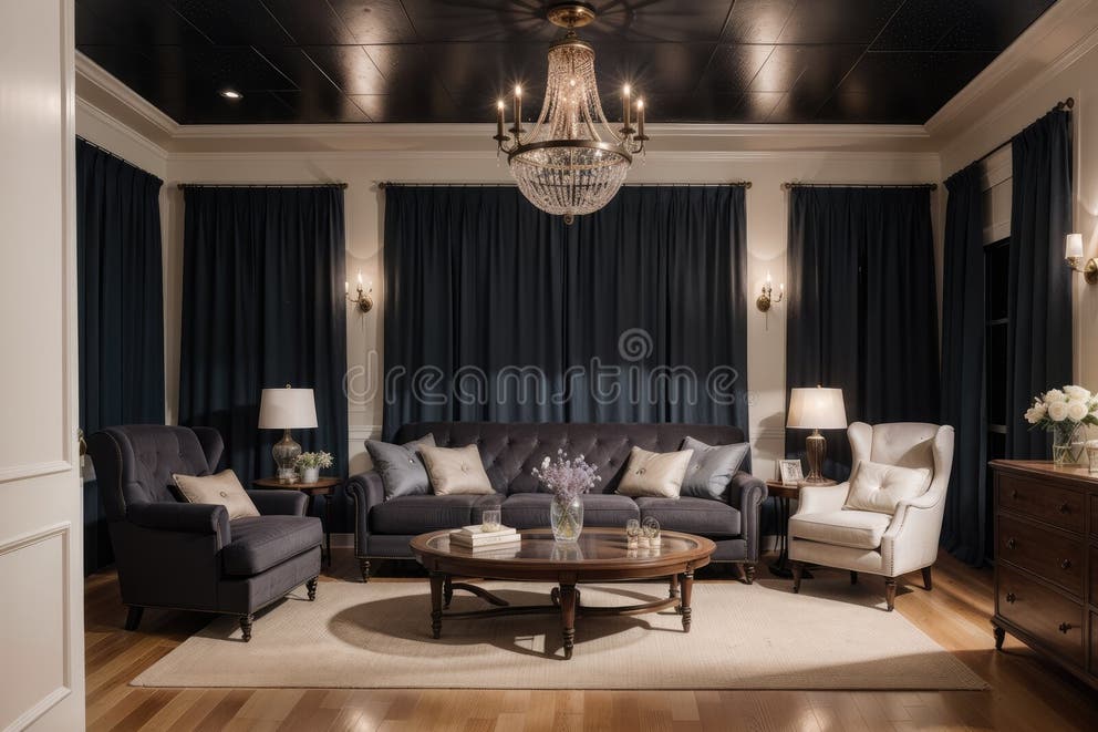 Showcasing Interior Design in Style Starry Soiree Stock Illustration ...