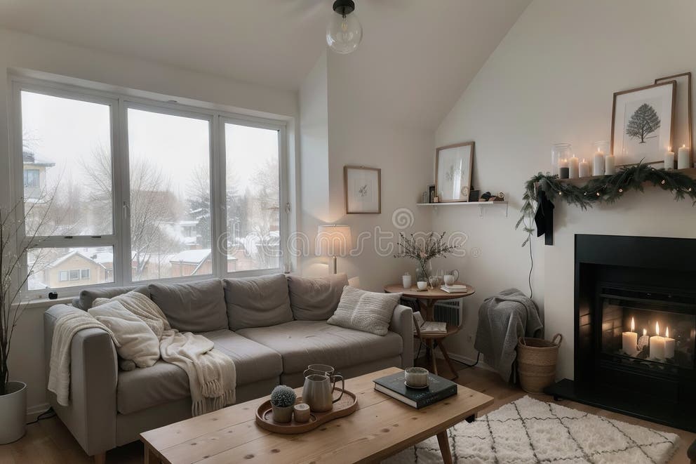 View of a Cozy Reader S Corner with a Table Lamp Spending Warm Light ...