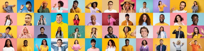 Collage of Joyful Diverse People, Creative Collage Stock Image - Image ...