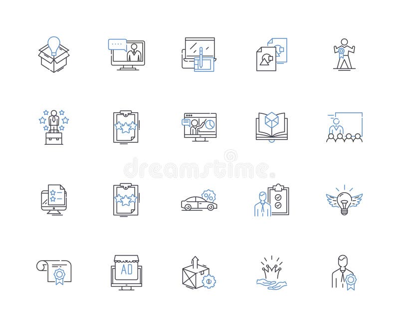 Showcasing Line Icons Collection. Display, Exhibit, Present ...