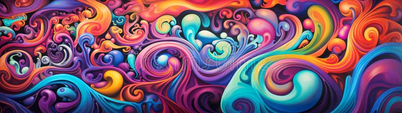 An Expansive Ultra-wide Background of Vivid Waves and Intricate Swirls ...