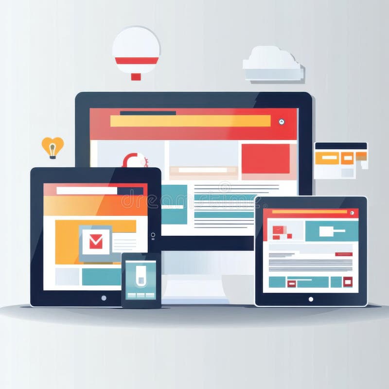 Showcasing Web Design Elements on Different Devices with Clean Modern ...