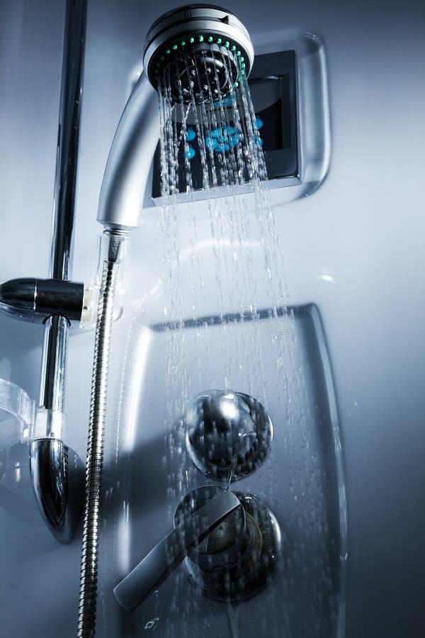 Running shower stock image. Image of shower, empty, inside - 7380721