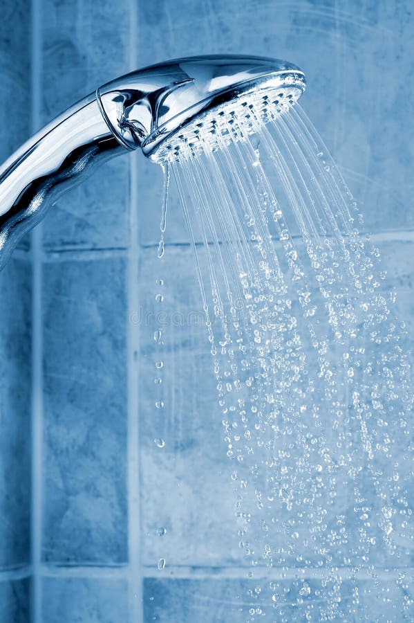 Blue shower head stock image. Image of interior, blue - 8273943
