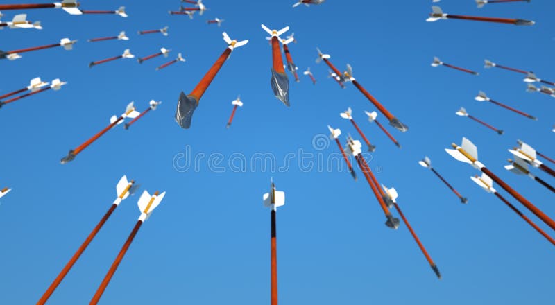 Shower of Arrows Raining Down Stock Illustration - Illustration of raining, archer: 31645526