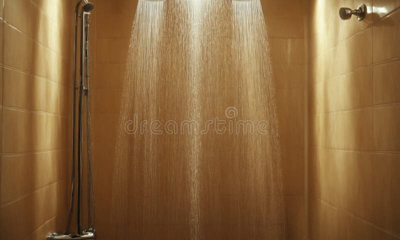 Shower in the Bathroom with Sunlight and Shadow on the Wall. Stock ...